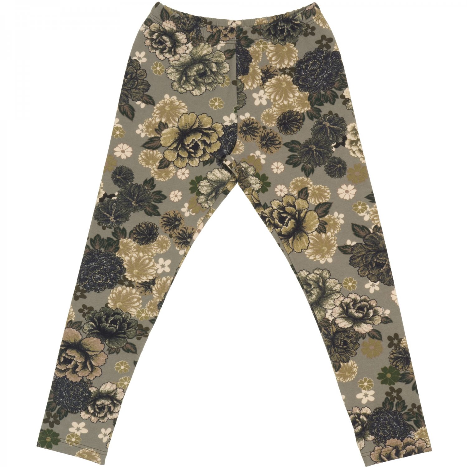 Colanți verde olive imprimeu model flori la 20,99Lei | liloo